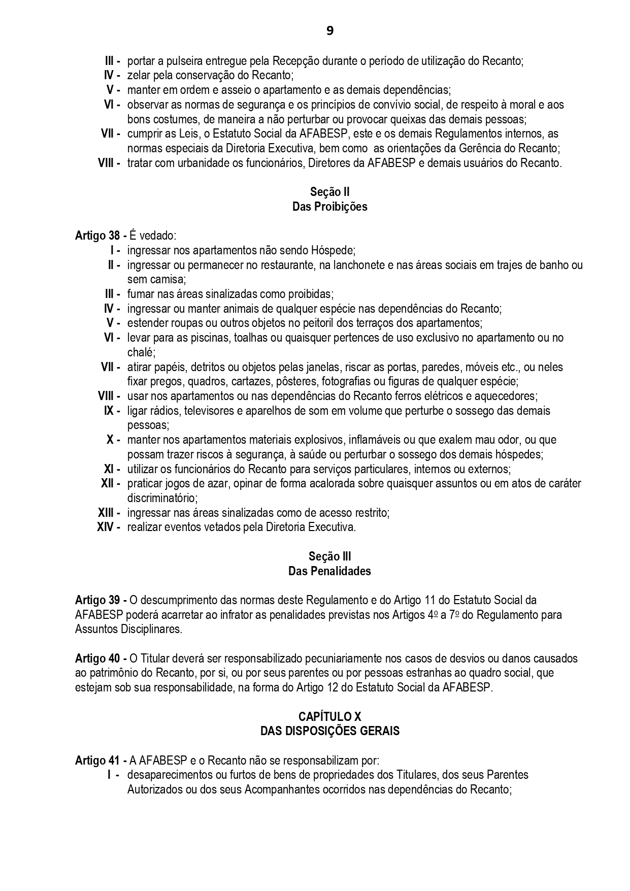 REGULAMENTO DO RECANTO CAMPESTRE VINHEDO - AFABESP